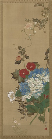 Hydrangea, Lily and Hollyhock by Suzuki Kiitsu on artnet
