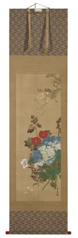 Hydrangea, Lily and Hollyhock by Suzuki Kiitsu on artnet