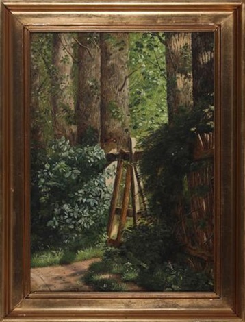 At a garden with sunlight among trees and vegetation by Christen ...