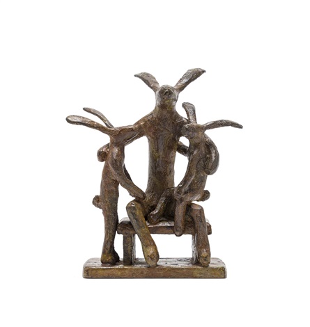 Family of Hares on Bench by Du Dawei on artnet