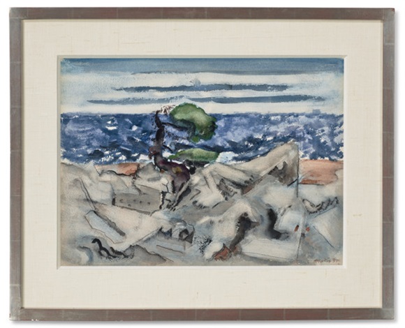 Blue Black Sea, Grey Sky and Ledges, Region Cape Split, Maine by John ...