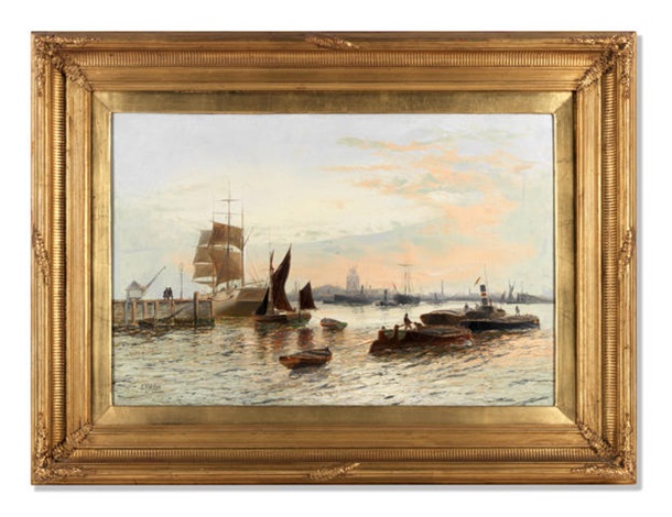 Thames barges at dawn by Edward Henry Eugene Fletcher on artnet