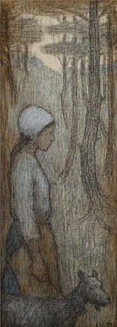 Breton girl and goat by Isobel Rae on artnet