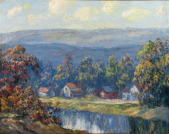 Houses along the Whitewater River, Indianapolis by John Wesley Hardrick ...