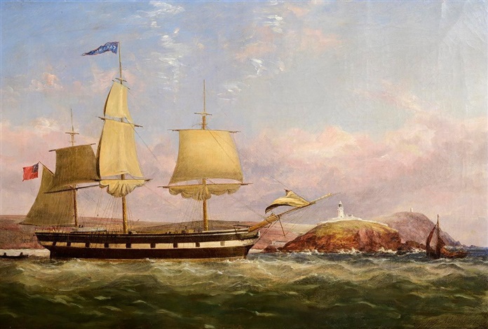 A Barque Passing Roches Point Lighthouse, at the Entrance to Cork ...