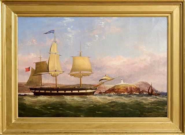 A Barque Passing Roches Point Lighthouse, at the Entrance to Cork ...