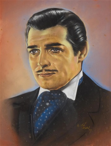 Clark Gable Rhett Butler in Gone with the Wind Portrait by Henri Sabin ...