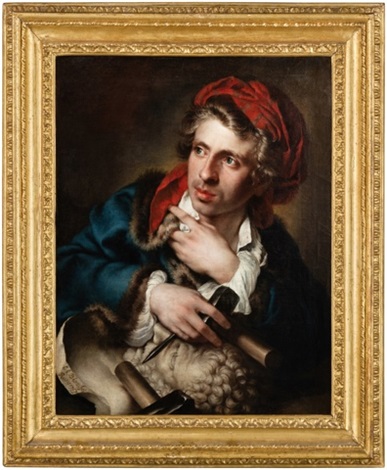 Portrait of the sculptor Joseph Wilton 17221803, holding a bust of ...