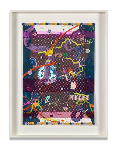 Untitled purple ribbons and white netting by Fiona Rae on artnet