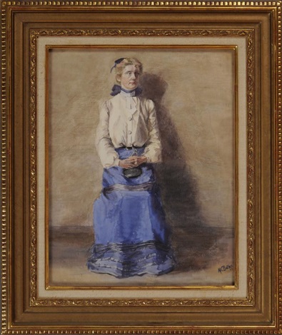 Seated woman in blue skirt by Mary Cable Butler on artnet
