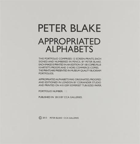 Appropriated Alphabets by Peter Blake on artnet