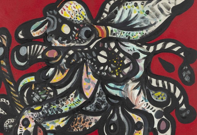 Red painting by Maryan (Pinchas Burstein) on artnet
