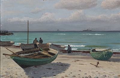 Rowing boats on the beach by Christian Blache on artnet