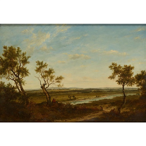 TRAVELLER ON A COUNTRY PATH, A RIVER IN THE DISTANCE by Patrick Nasmyth ...
