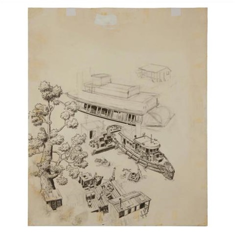 UNTITLED LOWER MISSISSIPPI RIVER, CA. 1950 by John Geoffrey Caruthers ...