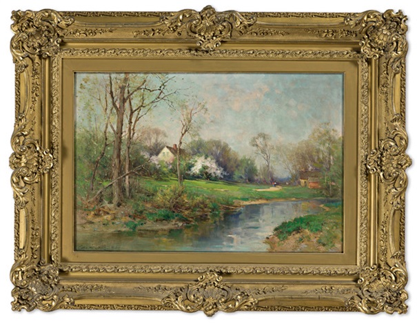 Mill Pond at Ridgefield, Connecticut. by George Henry Smillie on artnet