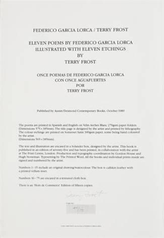 Eleven Poems by Federico Garcia Lorca illustrated with Eleven Etchings ...