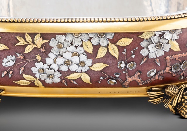 An exceptional center piece designed by E. Reiber for Christofle, Paris ...