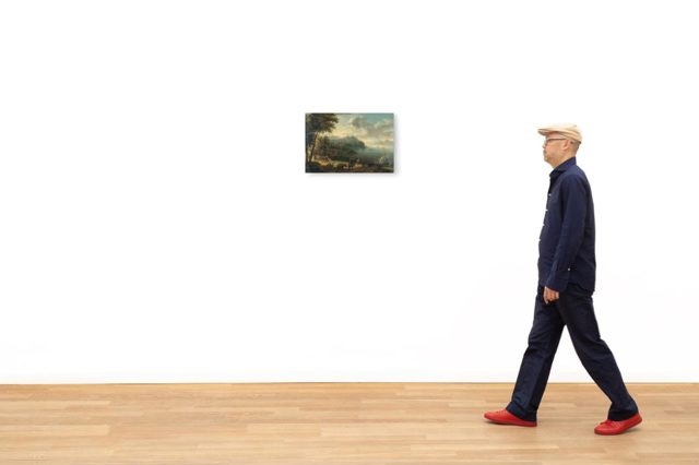 Coastal landscape with travellers and sailing boats by Joachim Franz ...