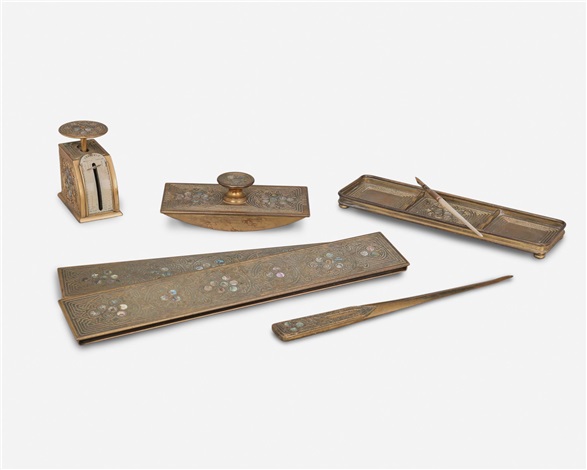 A Tiffany Studios gilt-bronze Abalone desk set by Tiffany Studios on artnet