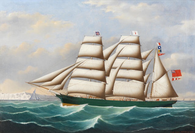 A portrait of the barque Rover of the Seas by John Frederick Loos on artnet