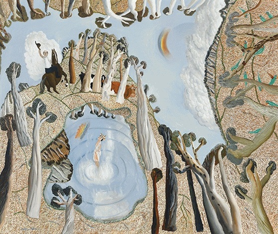 Landscape and self portrait by William Robinson on artnet