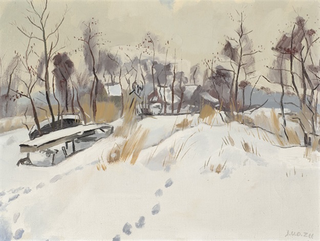 Snow-covered village by Jan van der Zee on artnet