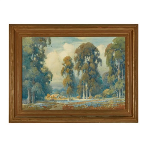 Cottage Amongst Wildflowers and Eucalyptus Trees by Percy Gray on artnet