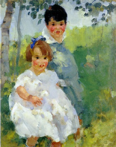 Two children in shade by Martha Walter on artnet