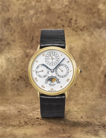 Chopard. A fine and rare 18K gold automatic perpetual calendar ...