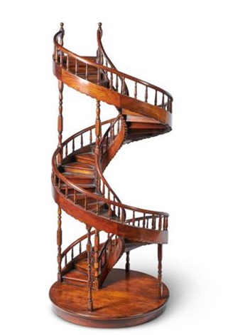 A VARNISHED WOOD SCALE MODEL OF A SPIRAL STAIRCASE, MODERN by Theodore ...