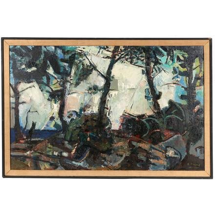 abstract landscape with trees by Robert Aaron Frame on artnet