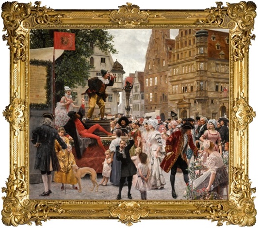 Hanswurst Delivering an Impromptu Performance in Rothenburg by Gustav ...