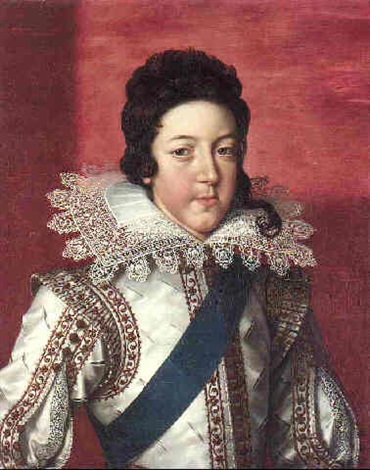 Portrait of Louis XIII as a young boy wearing a doublet and the sash of ...