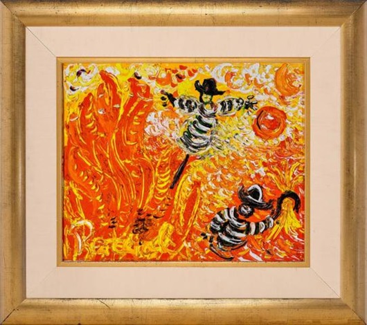 Wheatfield with sickle farmer and scarecrow by John de Burgh Perceval on artnet