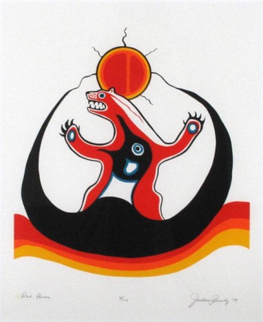Red bear by Jackson Beardy on artnet