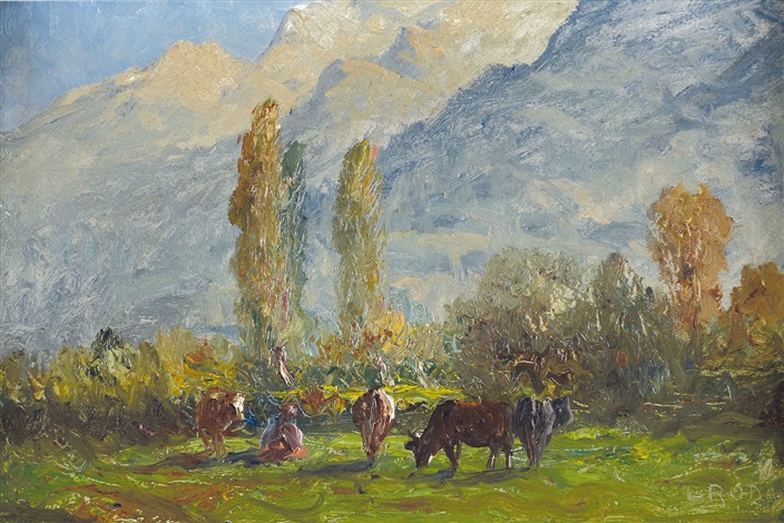 Pasture at the foot of the mountain by Leonardo Roda on artnet