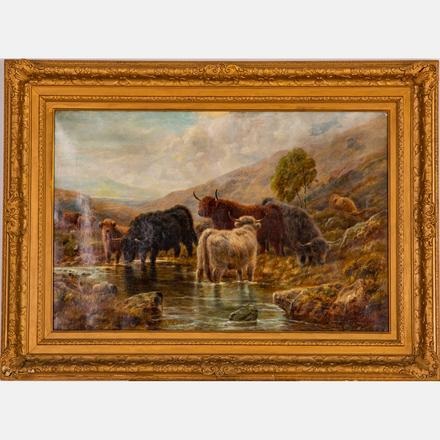 Highland Cattle in a Glen by Robert F. Watson on artnet