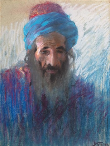 Portret mężczyzny w turbanie by Adolf Behrmann on artnet