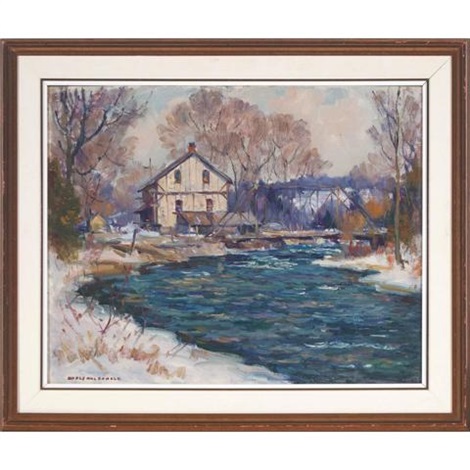 UNTITLED WINTER LANDSCAPE WITH BARN by Manly Edward MacDonald on artnet