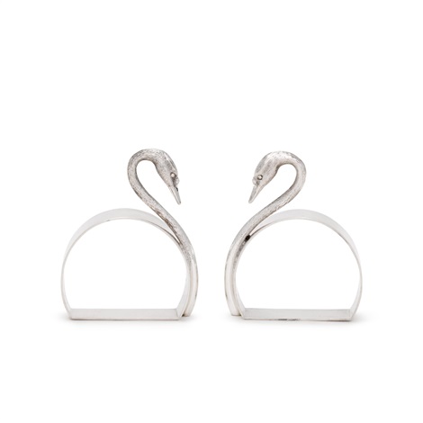 A pair of silver swan napkin rings, Peter Nicholas Co. Ltd., London ...