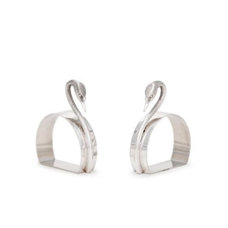 A pair of silver swan napkin rings, Peter Nicholas Co. Ltd., London ...