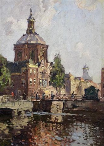 Gezicht op de Marekerk in Leiden by Herman Bogman on artnet