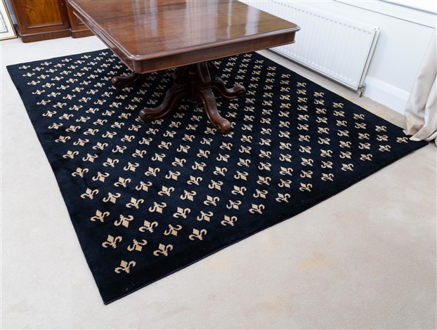 INDIAN CARPET WITH FLEUR DE LYS ON BLACK GROUND by Hali Rugs (Co.) on ...