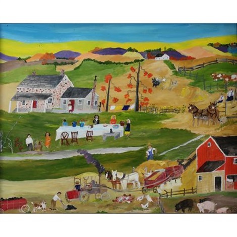 BUSY THRESHING DAY by Frank Fleming on artnet