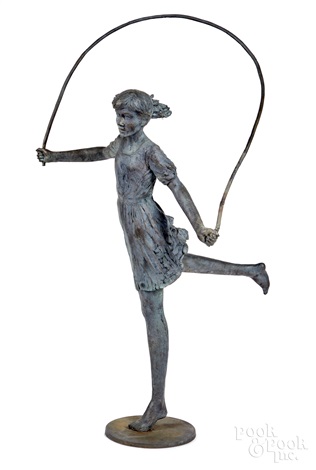 garden statue of a girl skipping rope by Dennis Smith on artnet