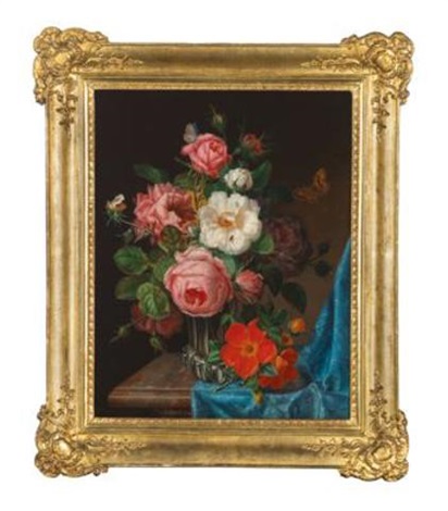 Blumenstillleben mit Schmetterlingen by Andreas Lach on artnet