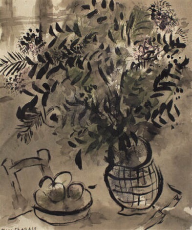 Still life with vase of flowers by Marc Chagall on artnet