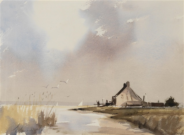 The Broads, at the River Orwell, with sailing boats by Edward Seago on ...