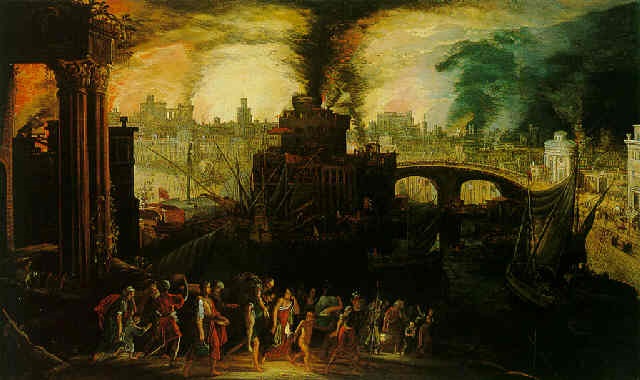 Ancient City Of Troy Burning
